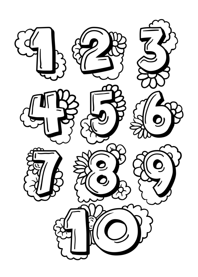 Desenhos de Números para Imprimir e Colorir