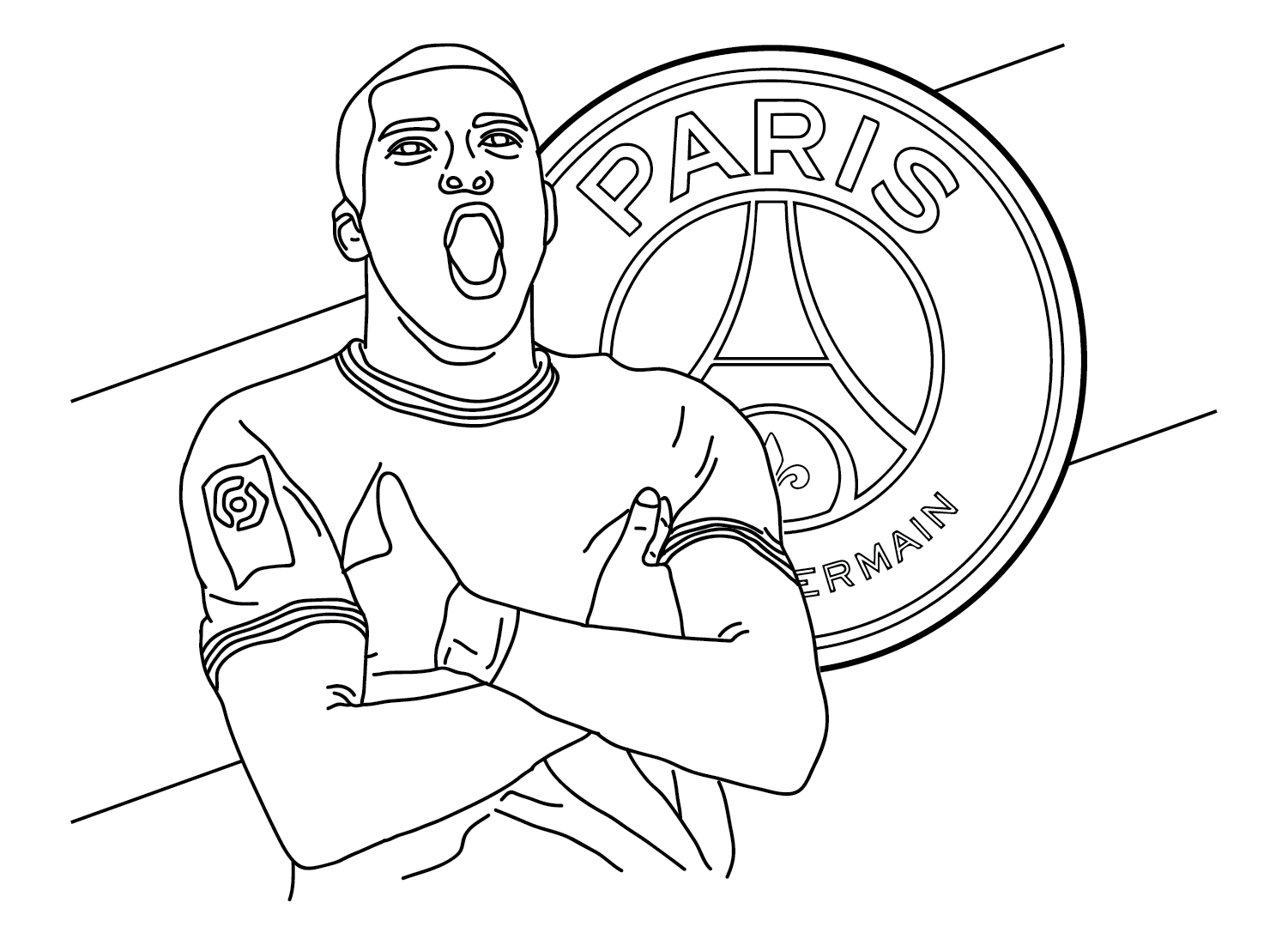Desenhos de Kylian Mbappé para Imprimir e Colorir