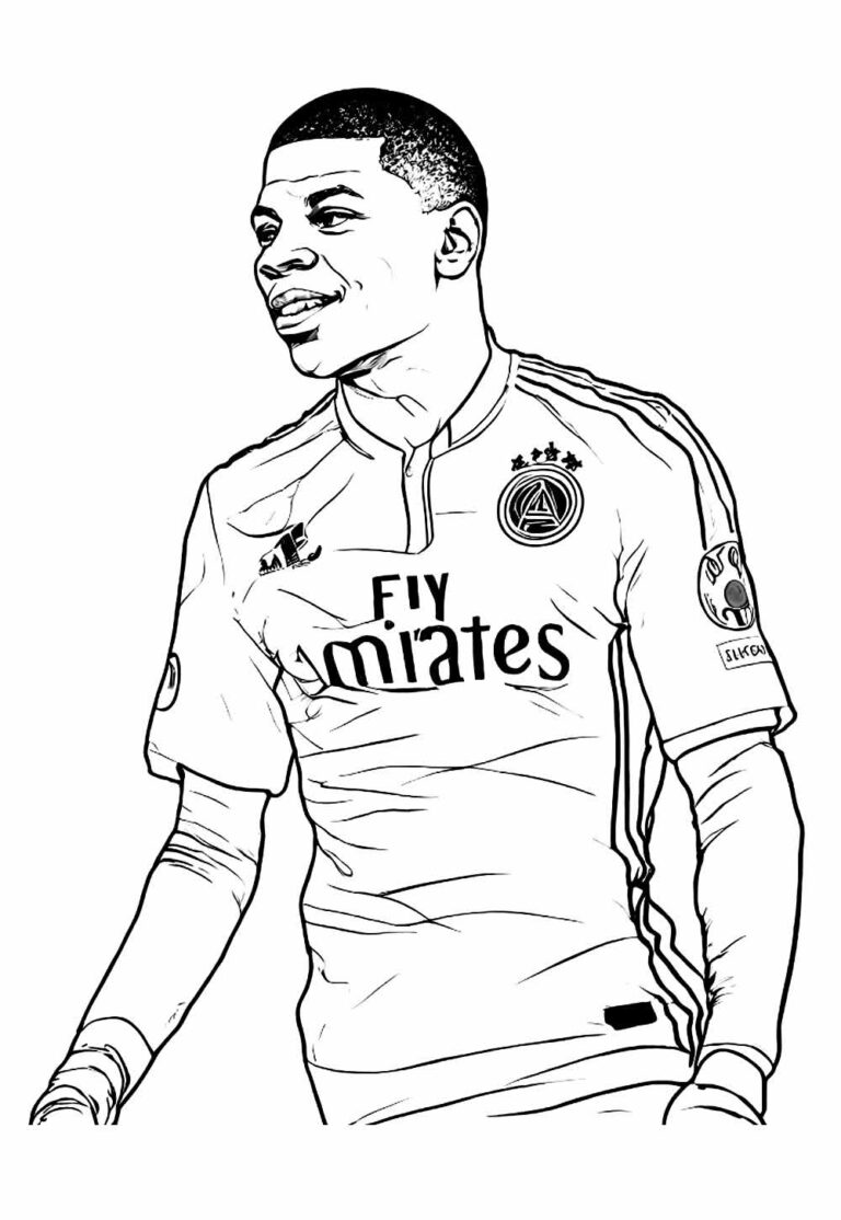 Desenhos de Kylian Mbappé para Imprimir e Colorir